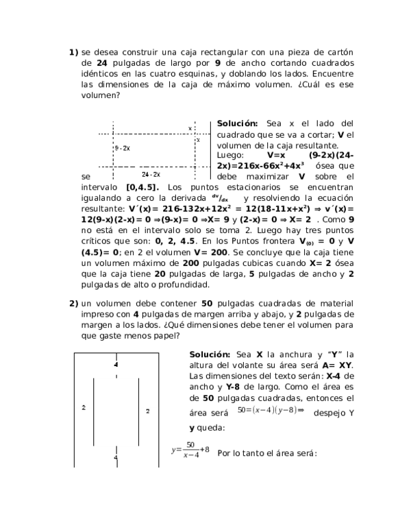 (DOC) Problemas de aplicacion de la derivada