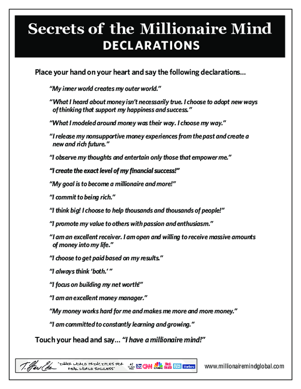 (PDF) Millionaire Mind Declarations