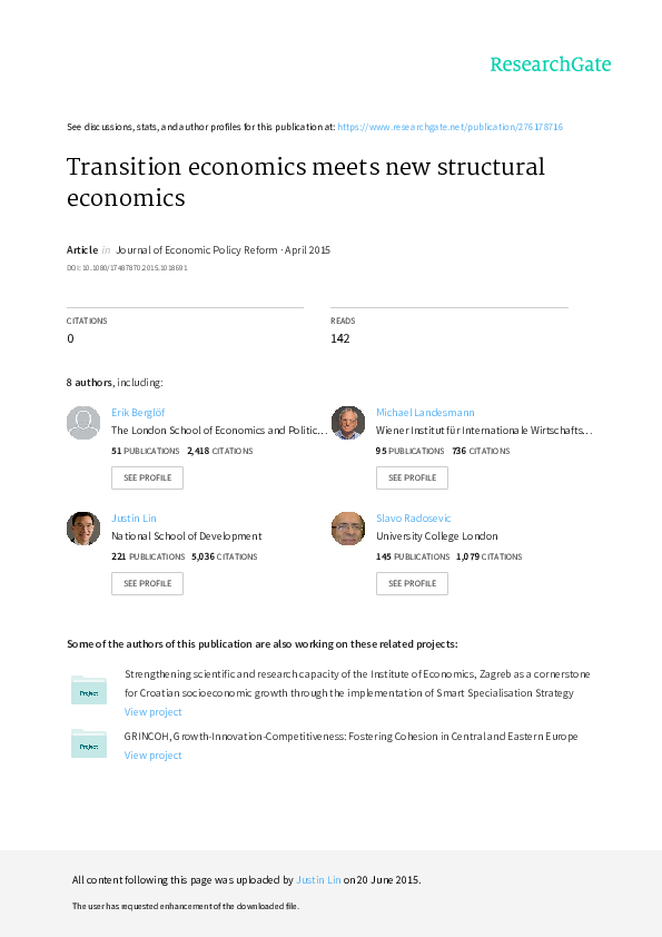 (PDF) Transition economics meets new structural economics