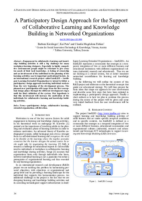 (PDF) A Participatory Design Approach for the Support of Collaborative ...