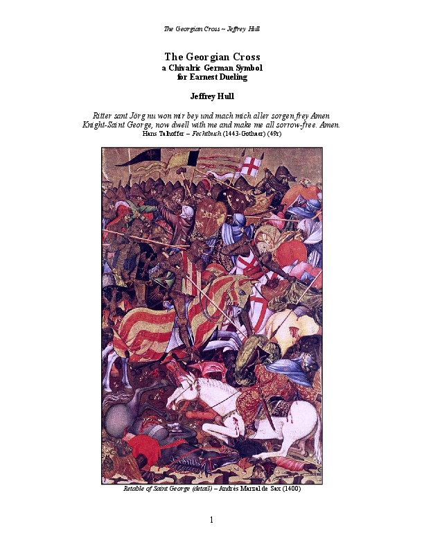 (PDF) The Georgian Cross : a Chivalric German Symbol for Earnest Dueling