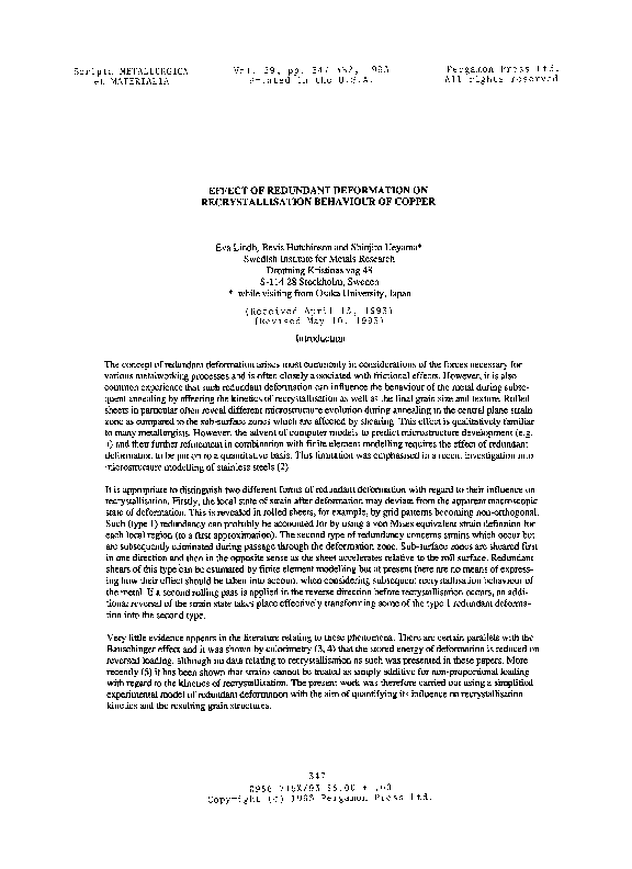 (PDF) Effect of redundant deformation on recrystallisation behaviour of ...