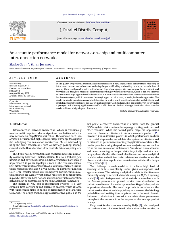 Pdf An Accurate Performance Model For Network On Chip And Multicomputer Interconnection Networks 