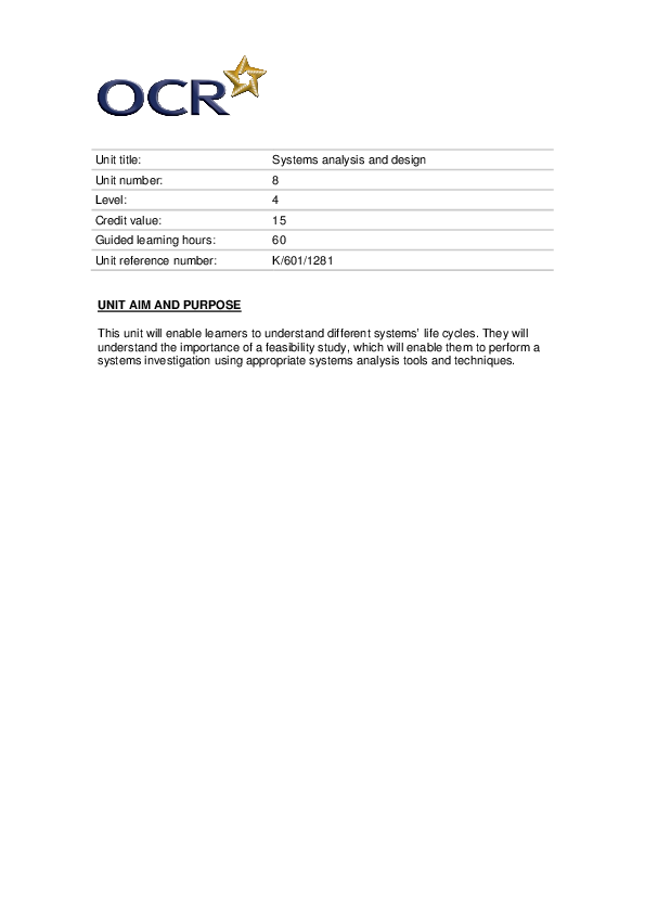 (PDF) Level 4 unit 08 systems analysis and design