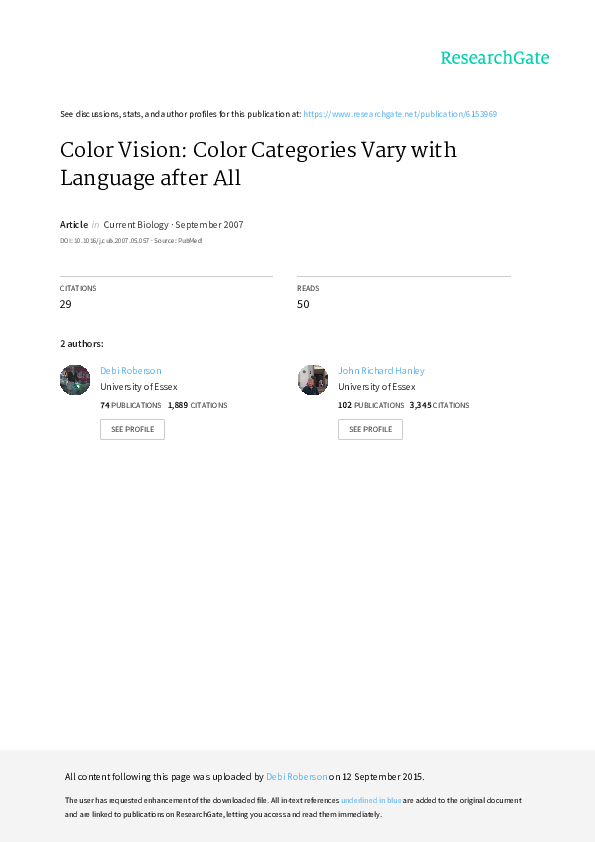 (PDF) Color Vision: Color Categories Vary With Language After All