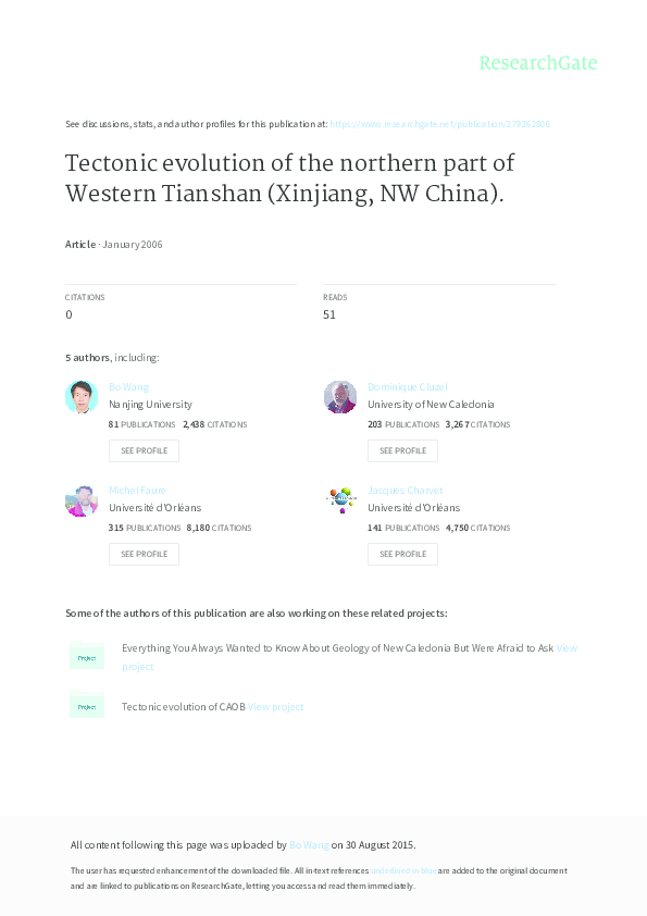 (PDF) Tectonic Evolution of the Northern Part of Western Tianshan ...