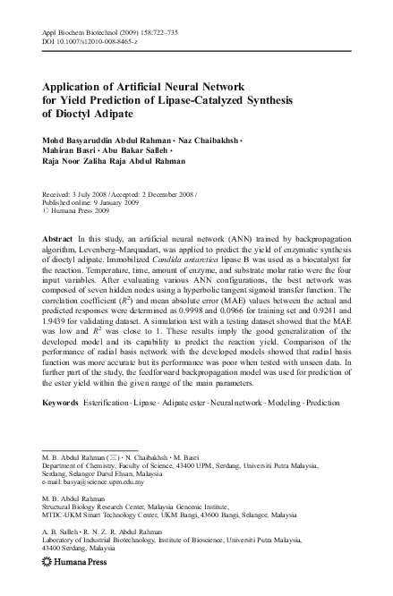 Pdf Application Of Artificial Neural Network For Yield Prediction Of