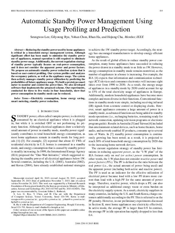 (PDF) Automatic Standby Power Management Using Usage Profiling and Prediction | Panuphong Knott ...