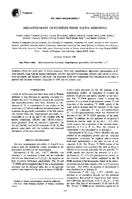 (PDF) Megastigmane Glycosides From Salvia Nemorosa