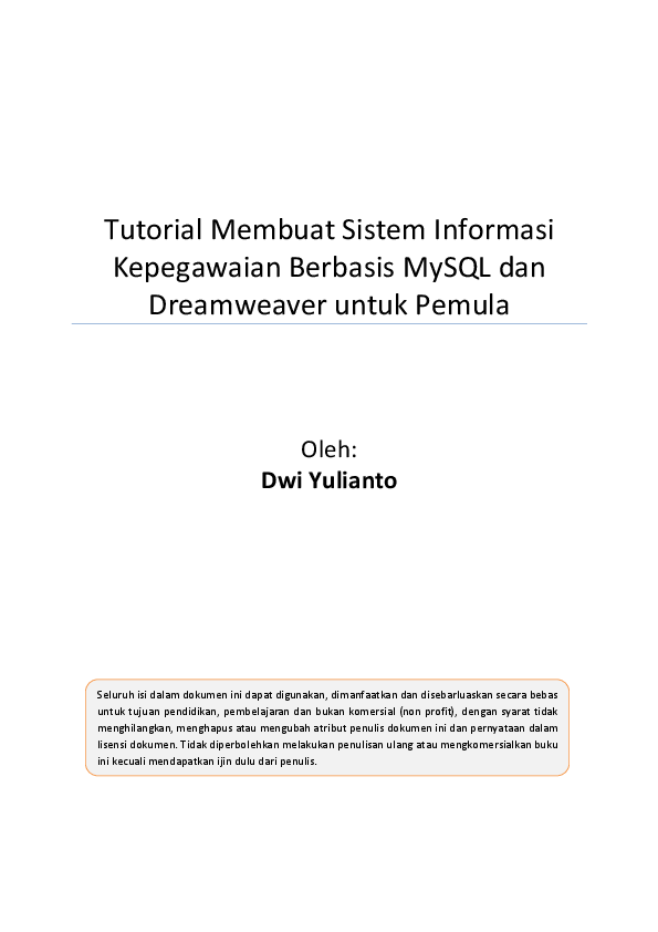 (PDF) Membuat Database Sistem Informasi Kepeg. Berbasis MySQL & Dreamweaver