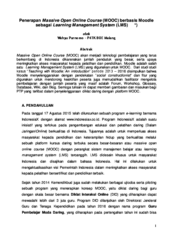 (PDF) Penerapan Massive Open Online Course (MOOC) berbasis Moodle sebagai Learning Management ...