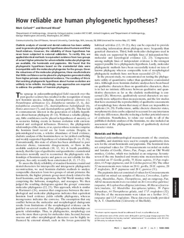 (PDF) How Reliable Are Human Phylogenetic Hypotheses?