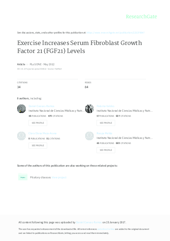 (PDF) Exercise Increases Serum Fibroblast Growth Factor 21 (FGF21) Levels