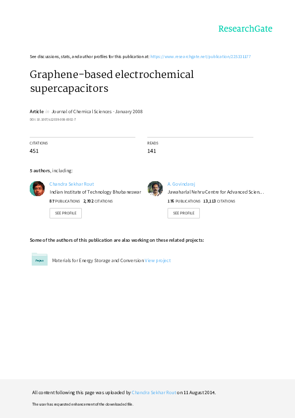(PDF) Graphene-based electrochemical supercapacitors