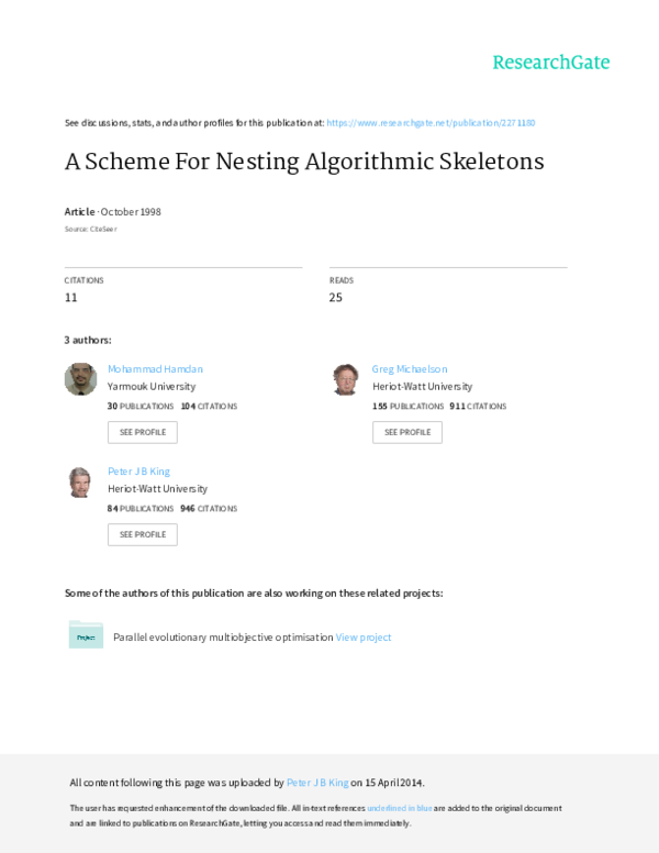 Pdf A Scheme For Nesting Algorithmic Skeletons