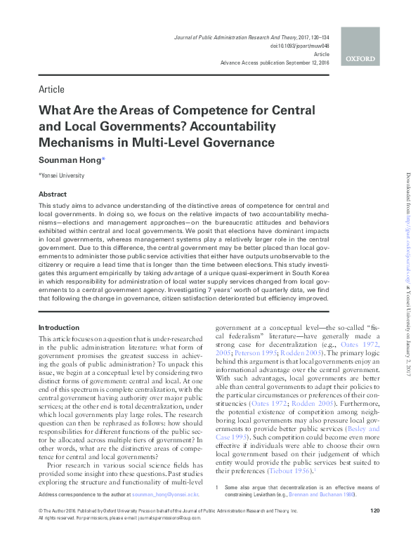 (PDF) What Are the Areas of Competence for Central and Local ...