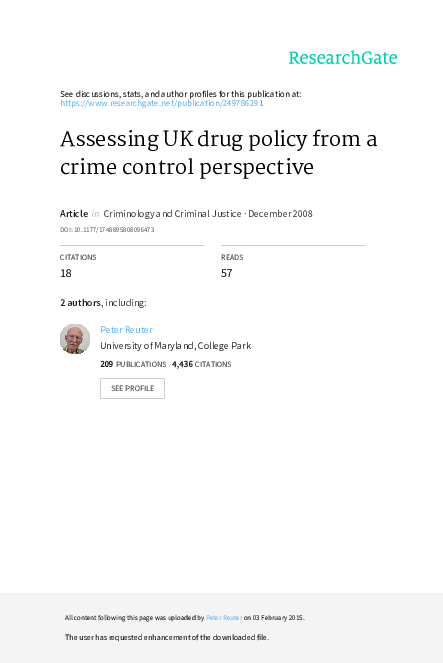(PDF) Assessing UK Drug Policy From a Crime Control Perspective