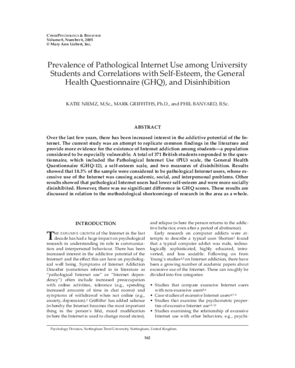 (PDF) Prevalence of Pathological Internet Use Among University Students ...