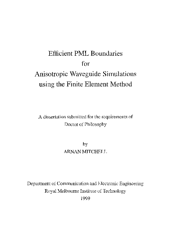 Pdf Efficient Pml Boundaries For Anisotropic Waveguide Simulations Using The Finite Element