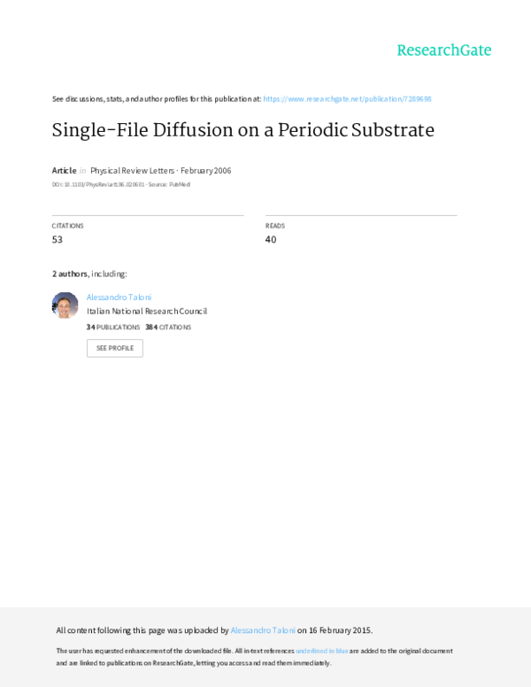 (PDF) Single-File Diffusion on a Periodic Substrate