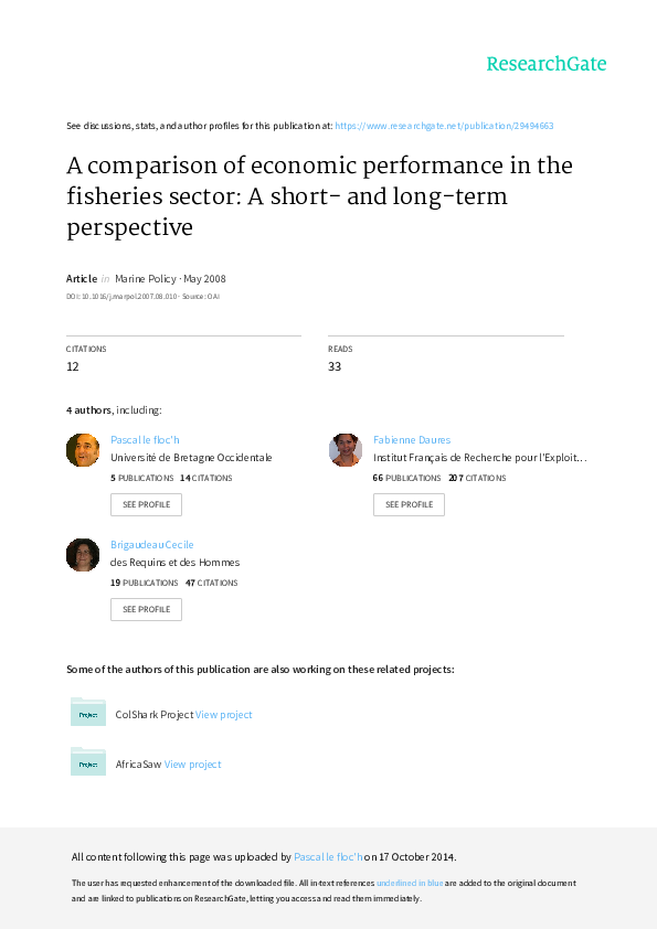 (PDF) A comparison of economic performance in the fisheries sector: A ...
