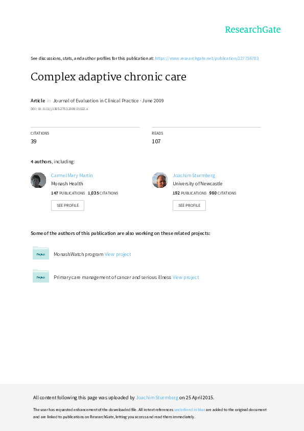 (PDF) Complex Adaptive Chronic Care