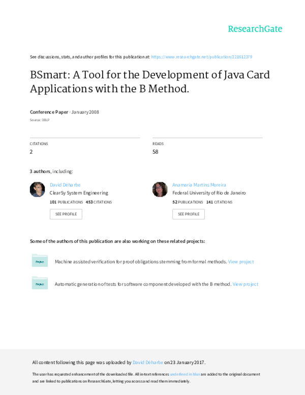 (PDF) Bsmart: A Tool for the Development of Java Card Applications With ...