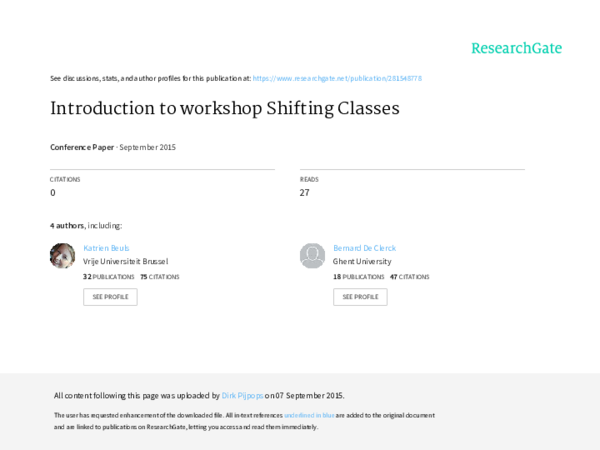 (PDF) Introduction to workshop Shifting Classes