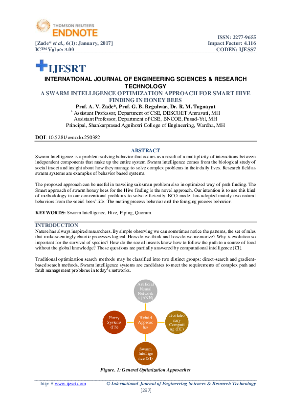 (PDF) A SWARM INTELLIGENCE OPTIMIZATION APPROACH FOR SMART HIVE FINDING ...
