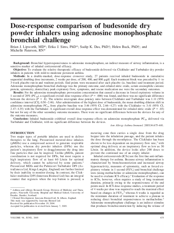 (PDF) Dose-response comparison of budesonide dry powder inhalers using ...