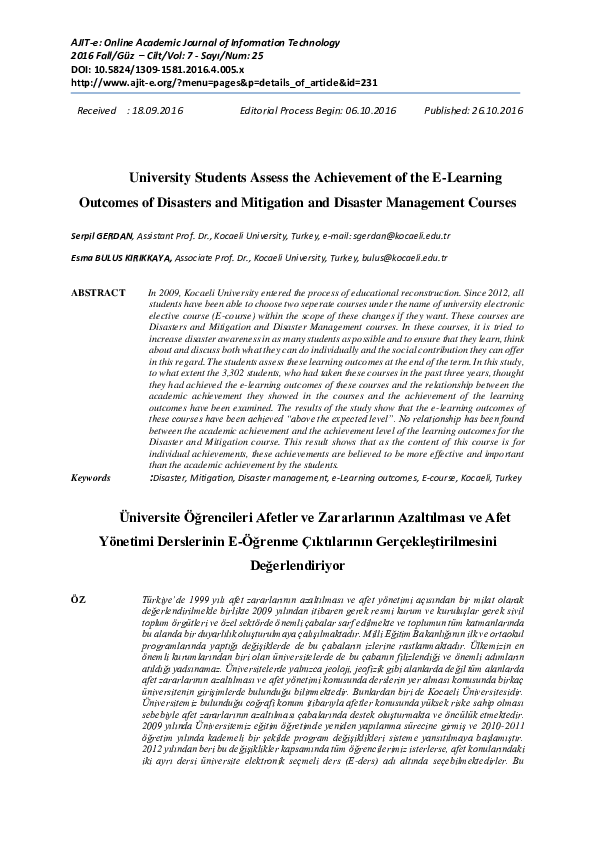 (PDF) University Students Assess the Achievement of the E-Learning ...