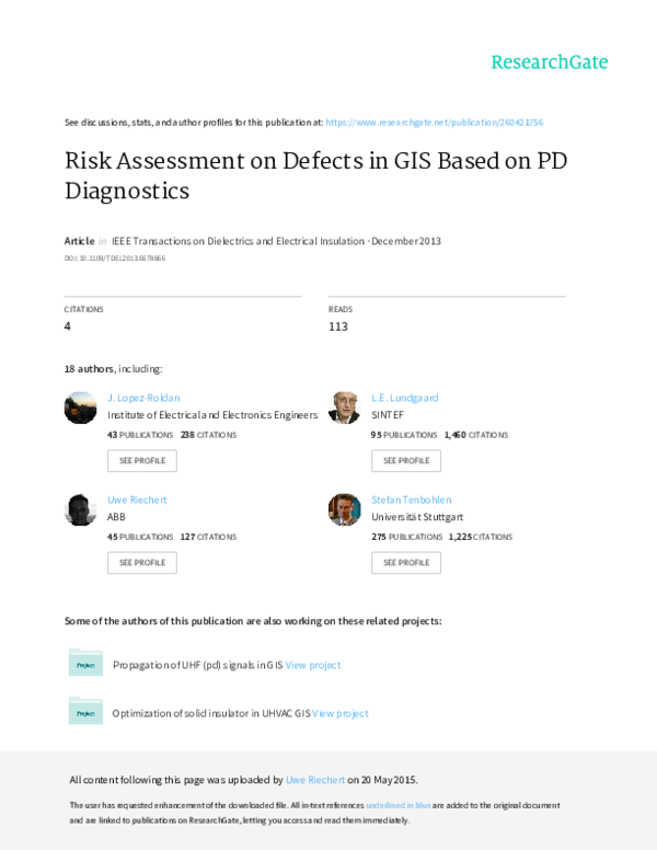 (PDF) Risk assessment on defects in GIS based on PD diagnostics
