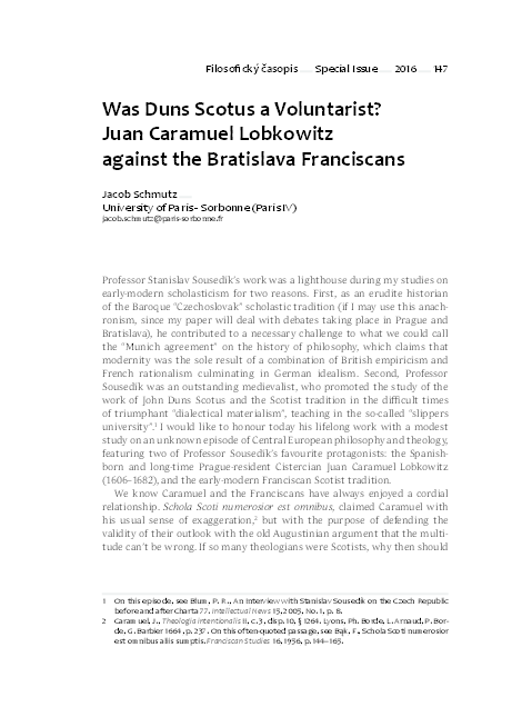 (PDF) Was Duns Scotus a Voluntarist? Juan Caramuel Lobkowitz against ...