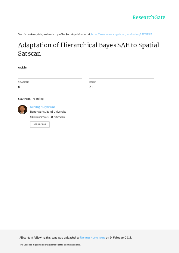 Pdf Adaptation Of Hierarchical Bayes Sae To Spatial Satscan