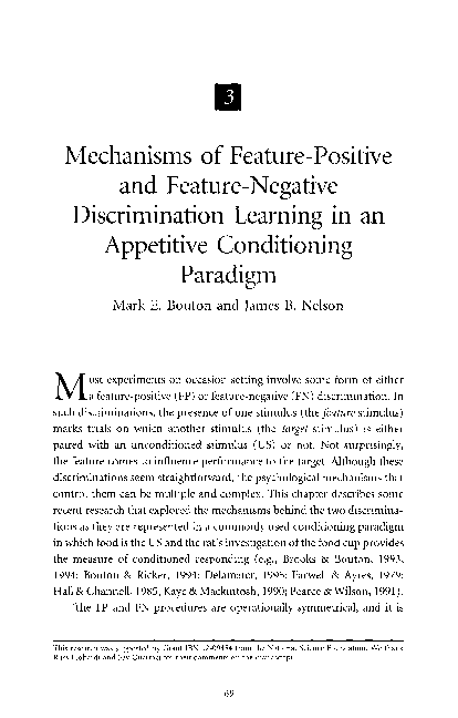 (PDF) Mechanisms of Feature-Positive and Feature-Negative ...