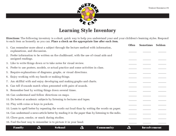 (PDF) Learning Style Inventory