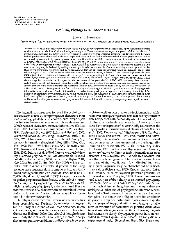 (PDF) Profiling Phylogenetic Informativeness
