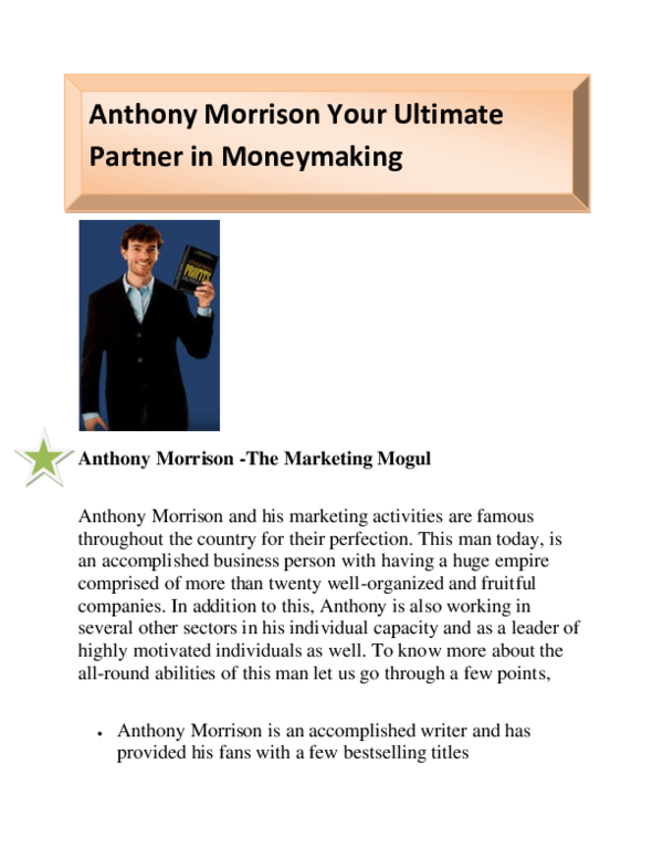 (PDF) Anthony Morrison -The Marketing Mogul | Anthony Morrison ...
