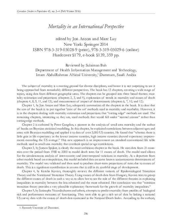 (PDF) Mortality in an International Perspective | Sulaiman Bah ...