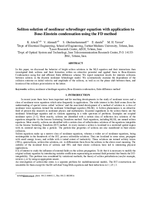 (PDF) Soliton Solution of Nonlinear Schrodinger Equation With ...