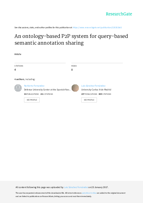 (PDF) An Ontologybased P2P System for Query-Based Semantic Annotation Sharing