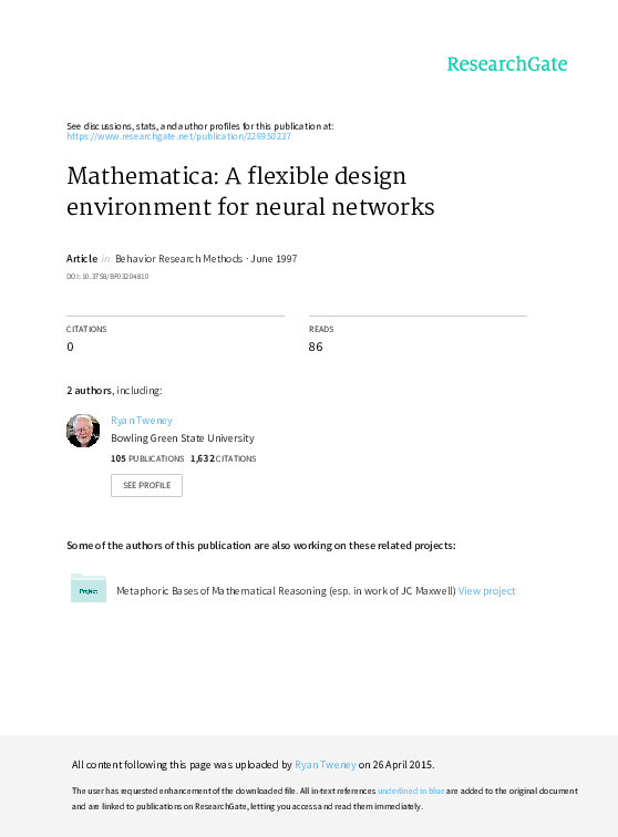 (PDF) Mathematica: A Flexible Design Environment for Neural Networks