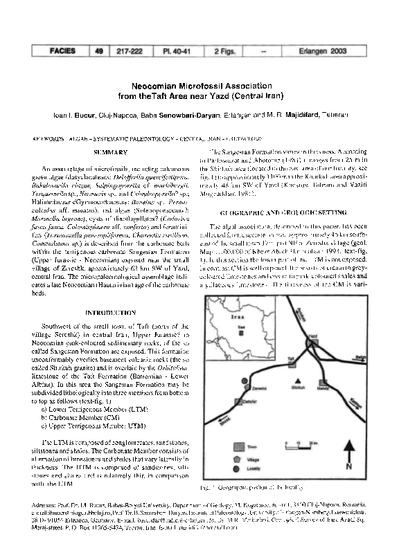 (PDF) Neocomian Microfossil Association From the Taft Area Near Yazd ...
