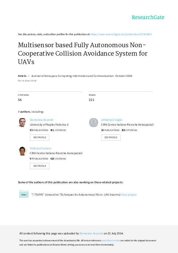 Pdf Multi Sensor Based Fully Autonomous Non Cooperative Collision Avoidance System For