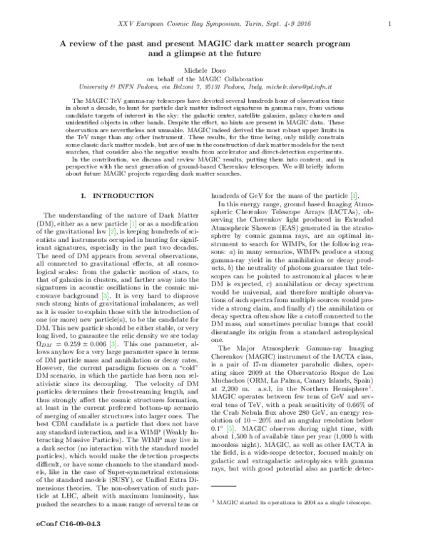 (PDF) A review of the past and present MAGIC dark matter search program ...