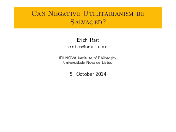 (PDF) How Tenable Is Negative Utilitarianism?