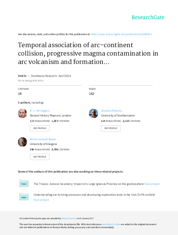 (PDF) Temporal association of arc–continent collision, progressive ...