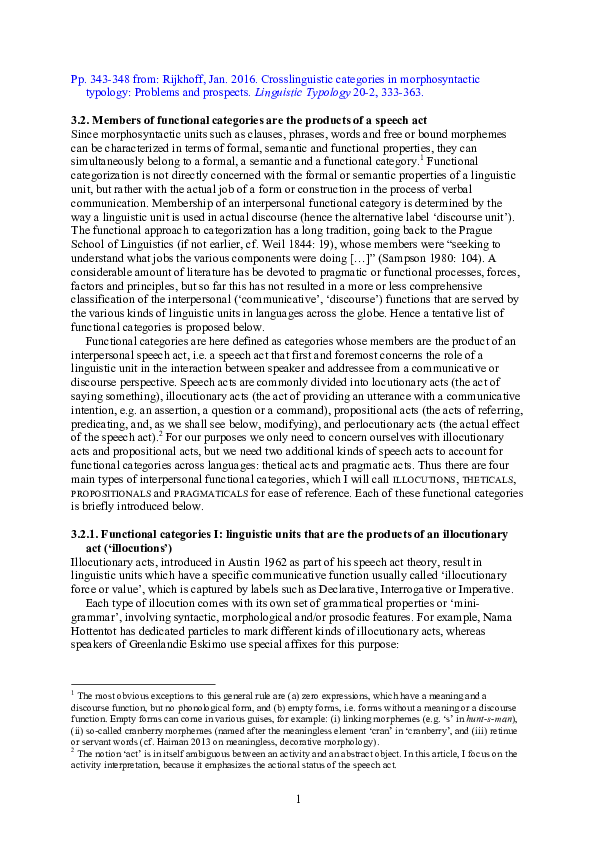 (PDF) Functional categories in grammar and typology (2016)