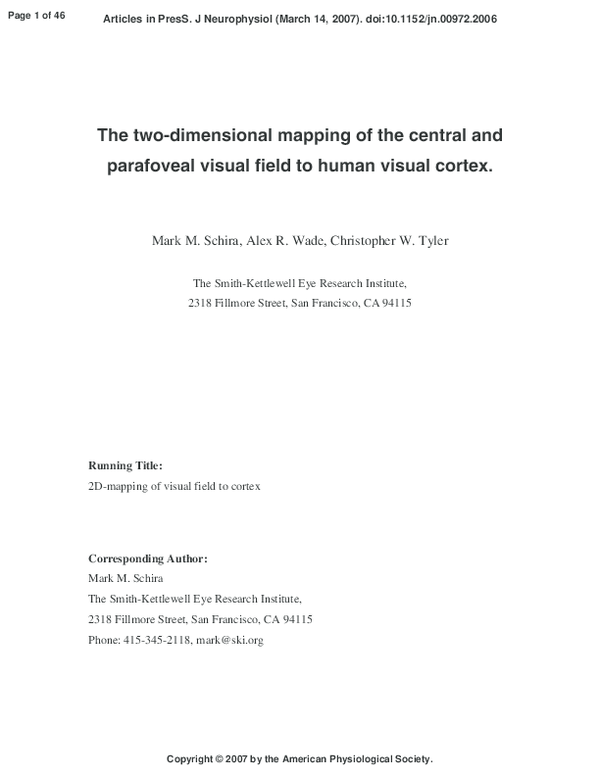 (PDF) Two-Dimensional Mapping of the Central and Parafoveal Visual ...