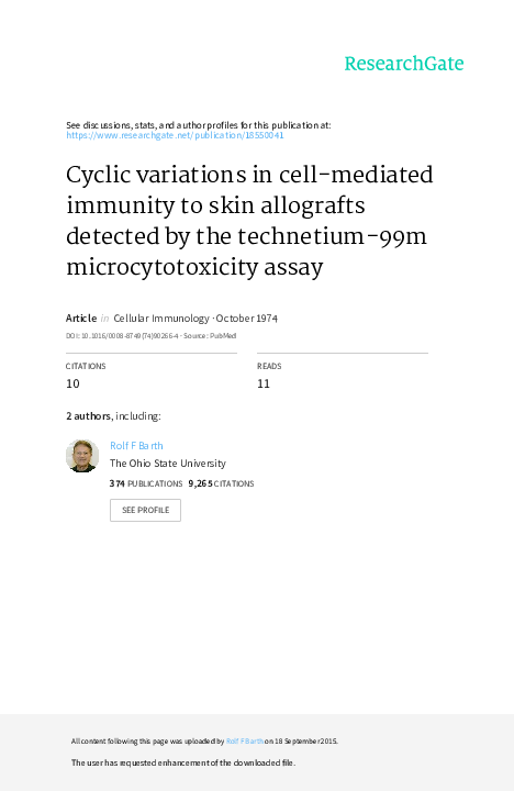 (PDF) Cyclic variations in cell-mediated immunity to skin allografts detected by the technetium ...
